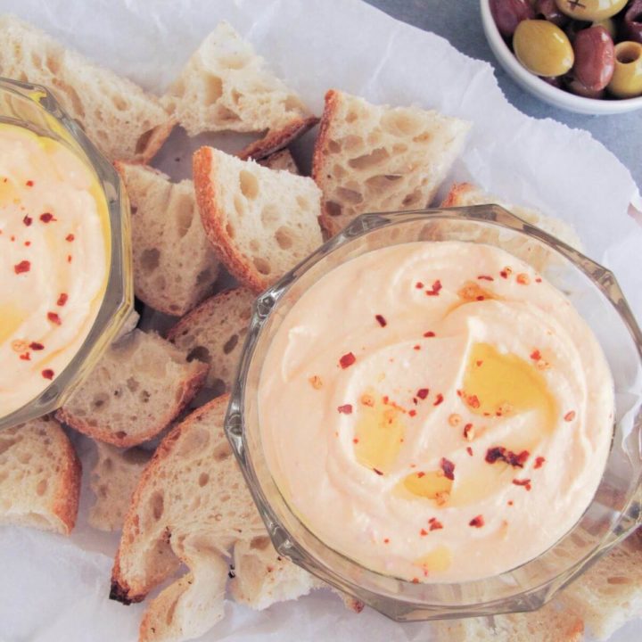 Quick Spicy Feta Cheese Dip (Tirokafteri) - ririsgreekeats.com