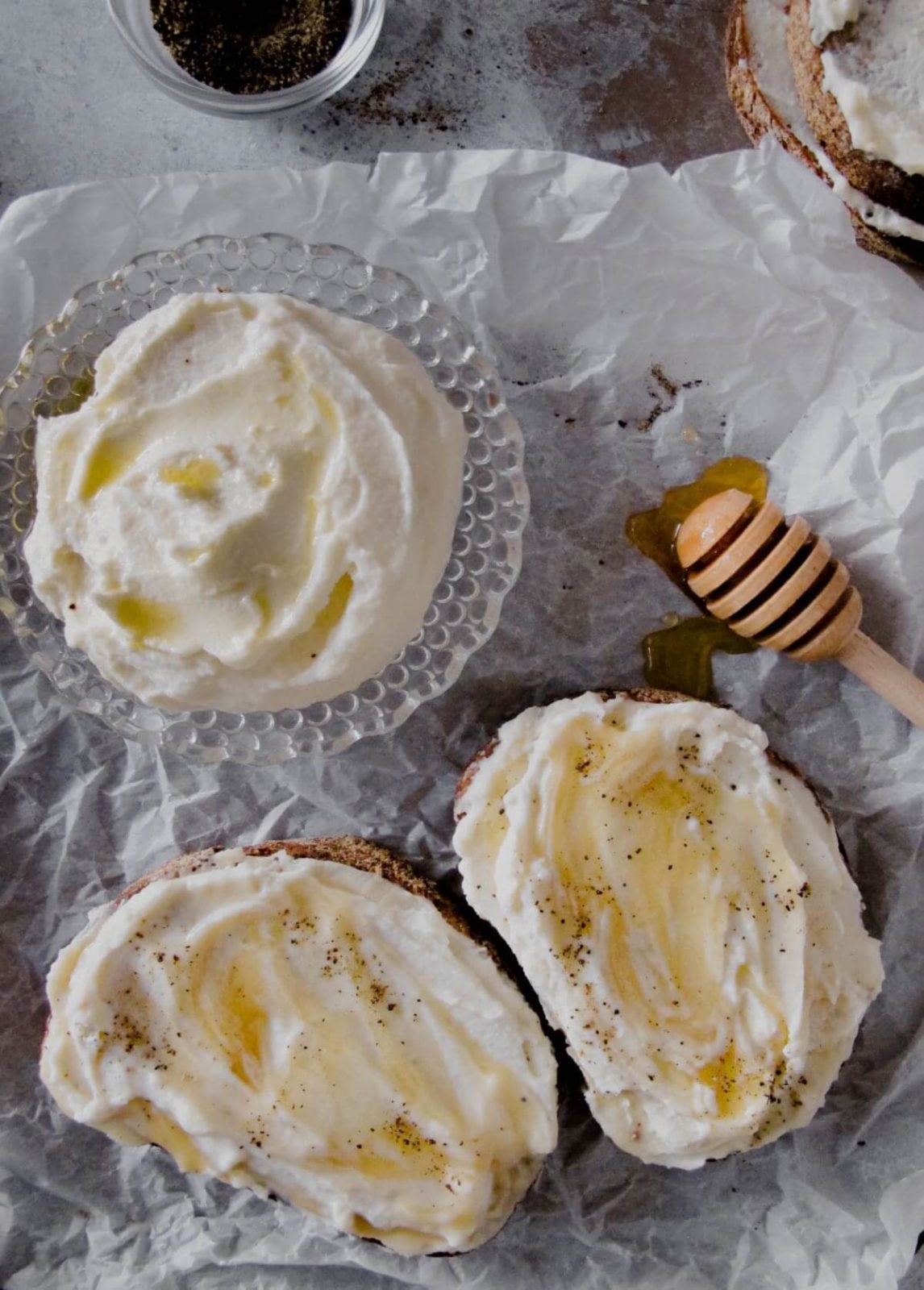 Creamy Whipped Ricotta Toast With Honey - ririsgreekeats.com